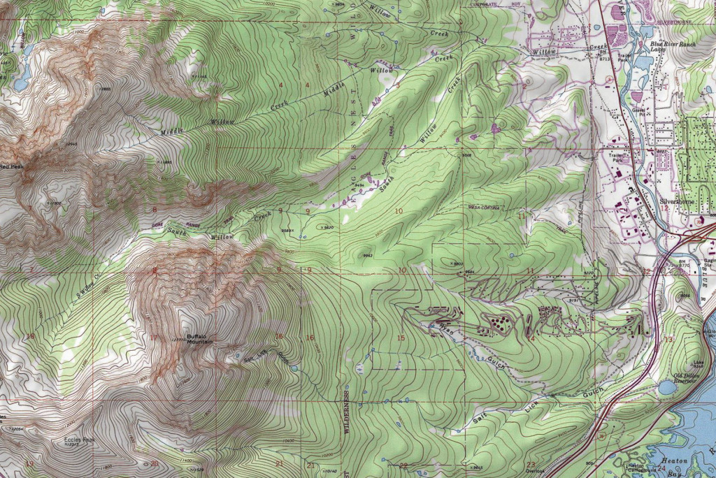 Buffalo Mountain Topo Map Swatch - Ski Trail Map Art by Kevin Mastin ...